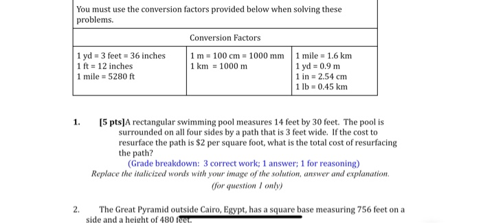 Solved You must use the conversion factors provided below | Chegg.com