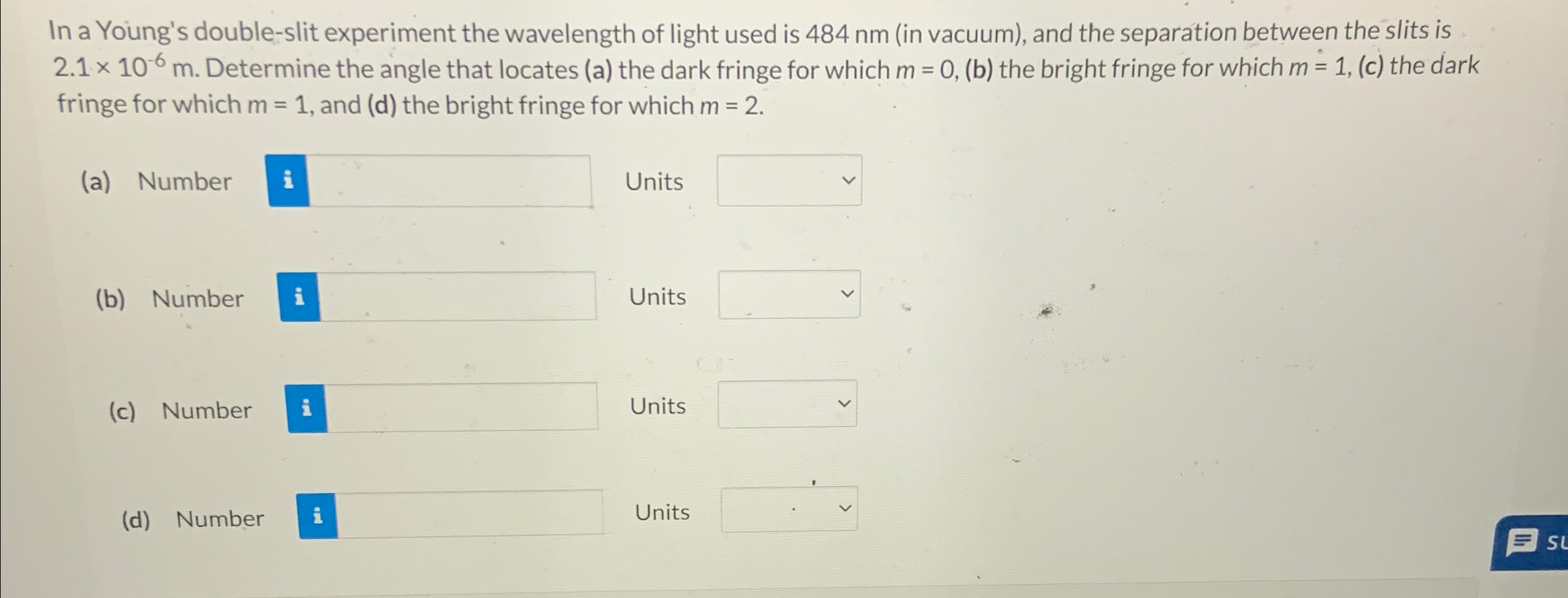 Solved In a Young's double-slit experiment the wavelength of | Chegg.com