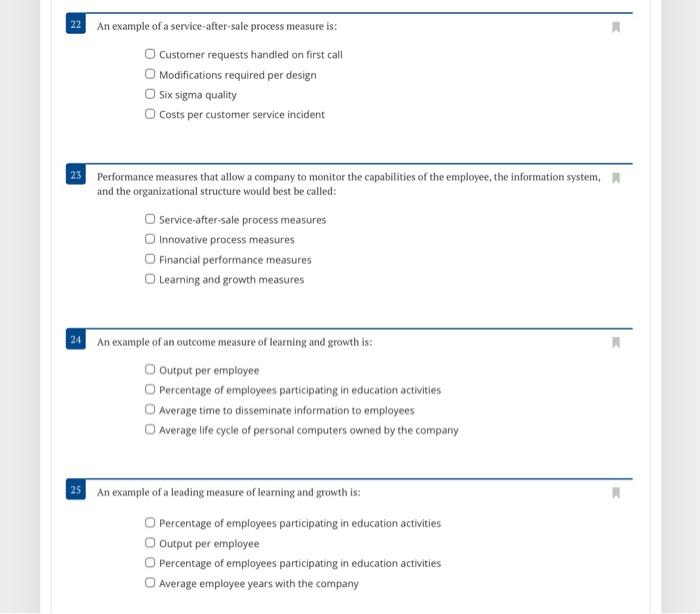 Solved 22 An example of a service-after-sale process measure | Chegg.com