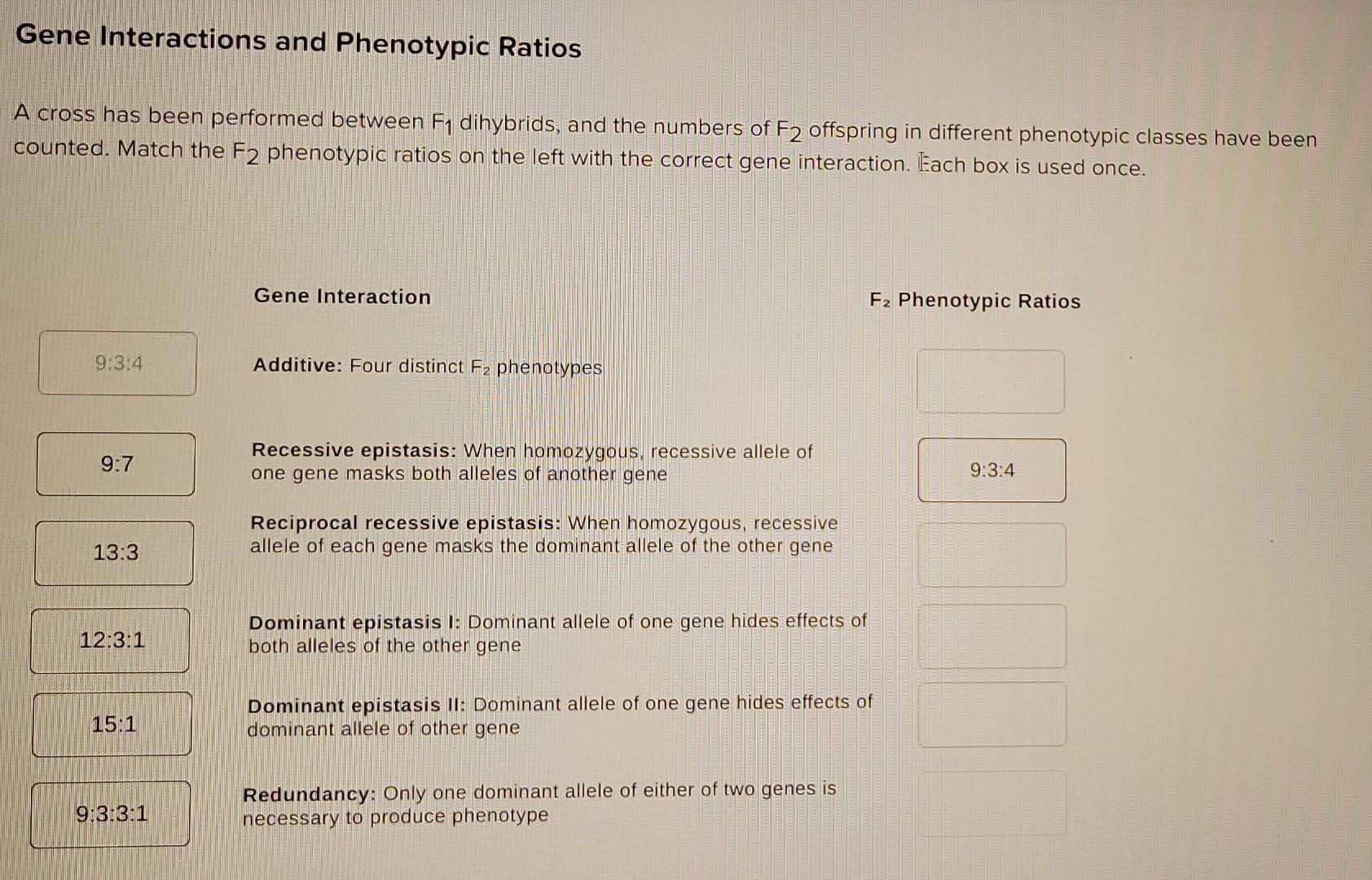Solved Gene Interactions and Phenotypic Ratios A cross has | Chegg.com