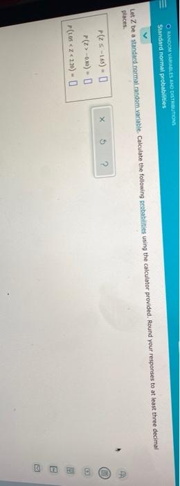 Solved RANDOM VARIABLES AND DISTRIBUTIONS Standard normal | Chegg.com