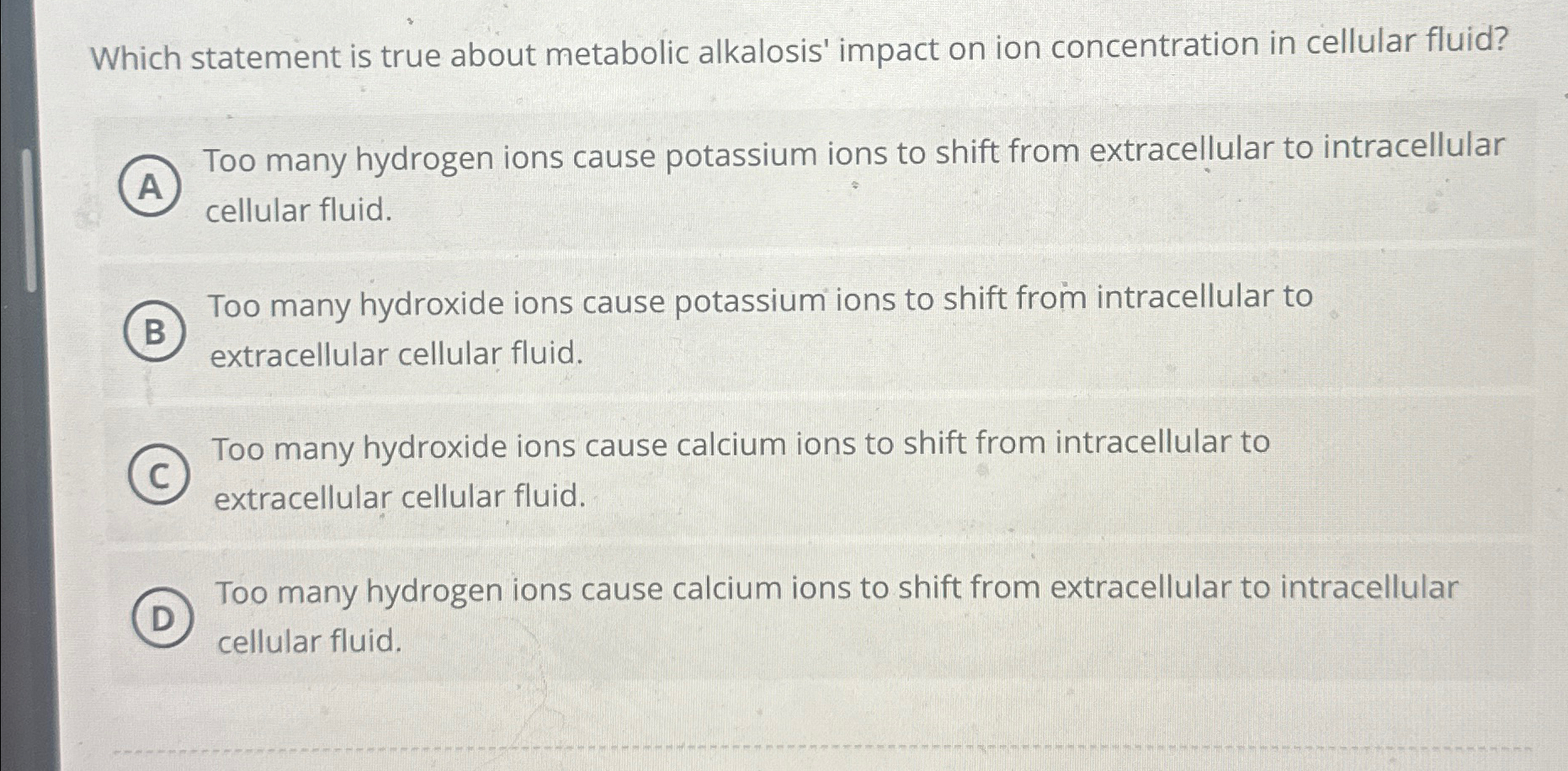 Solved Which statement is true about metabolic alkalosis' | Chegg.com