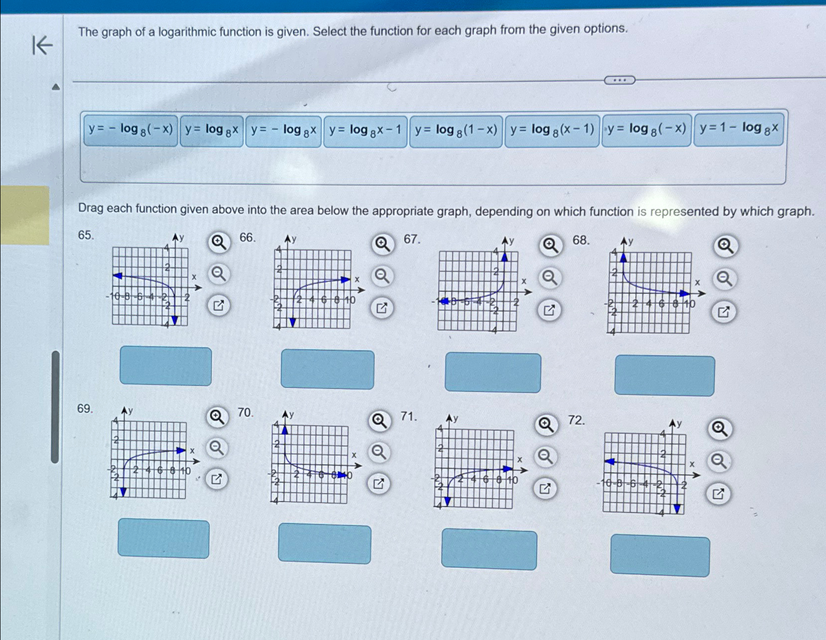 Solved The graph of a logarithmic function is given. Select | Chegg.com