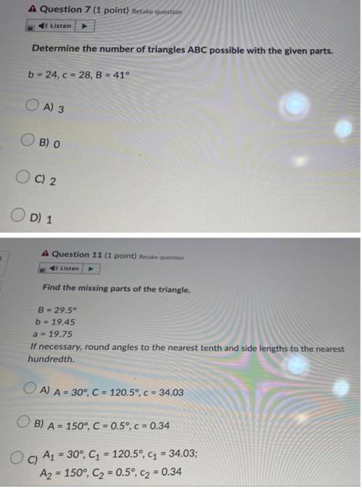 Solved A Question 7 (1 point) Retake question Listen | Chegg.com
