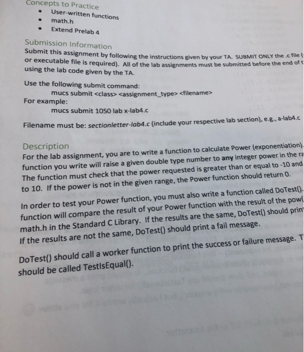 Solved Concepts to Practice User-written functions math.h | Chegg.com