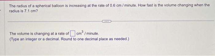 Solved The radius of a spherical balloon is increasing at | Chegg.com
