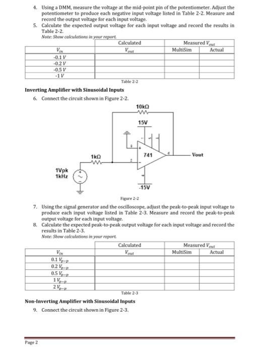 Solved Inverting and Non-Inverting Amplifiers OVERVIEW | Chegg.com