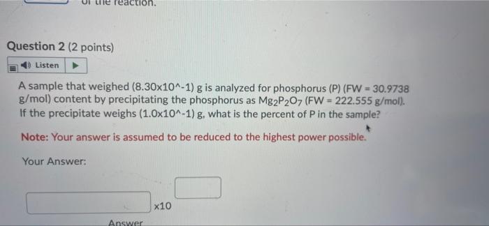 Solved A sample that weighed (8.30x10^-1) g is analyzed for | Chegg.com