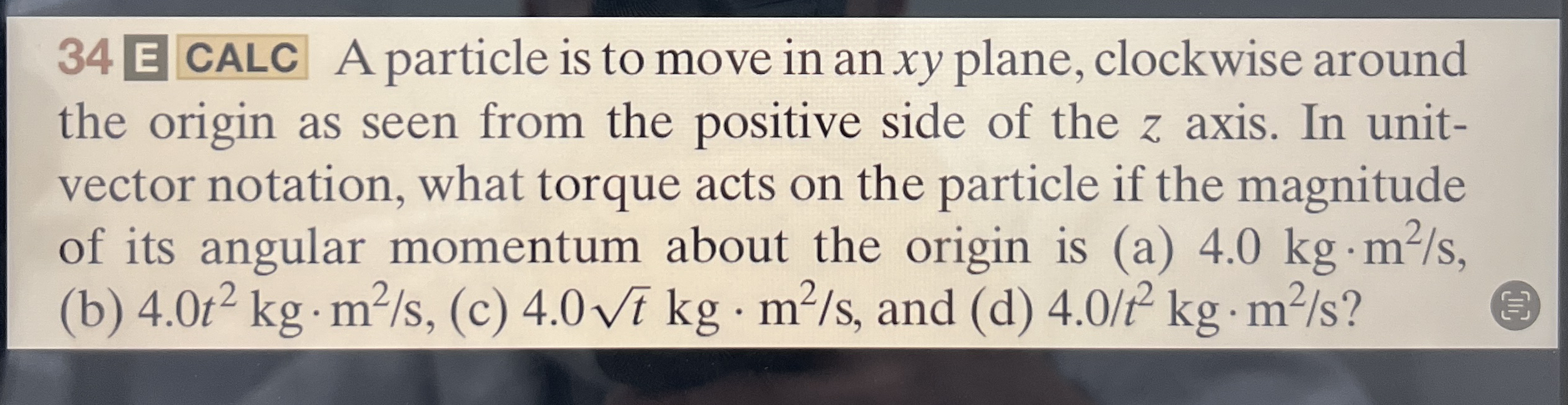 Solved 34 ﻿E CALC A particle is to move in an xy ﻿plane, | Chegg.com