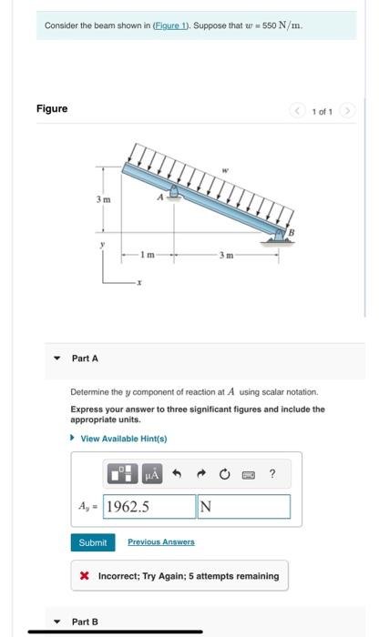 Solved Part A Determine the y component of reaction at A | Chegg.com