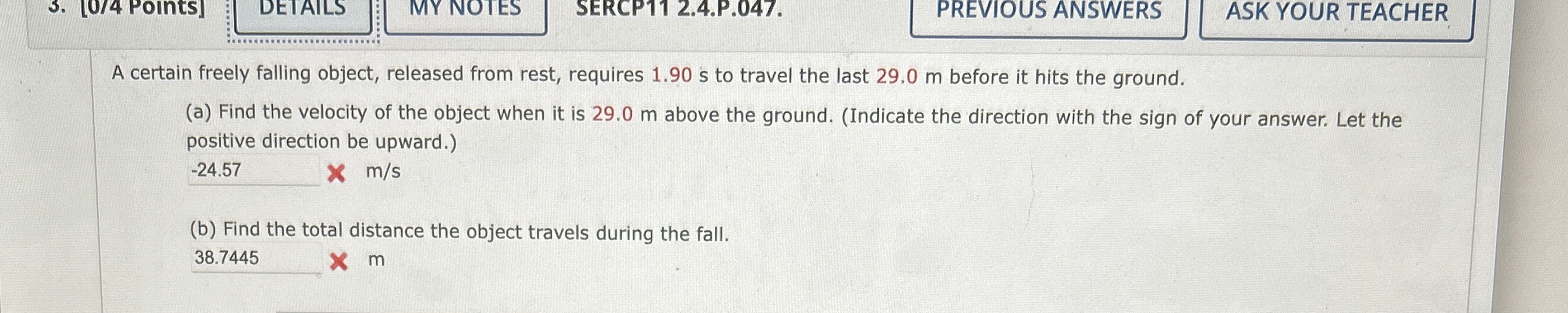 Solved A certain freely falling object, released from rest, | Chegg.com