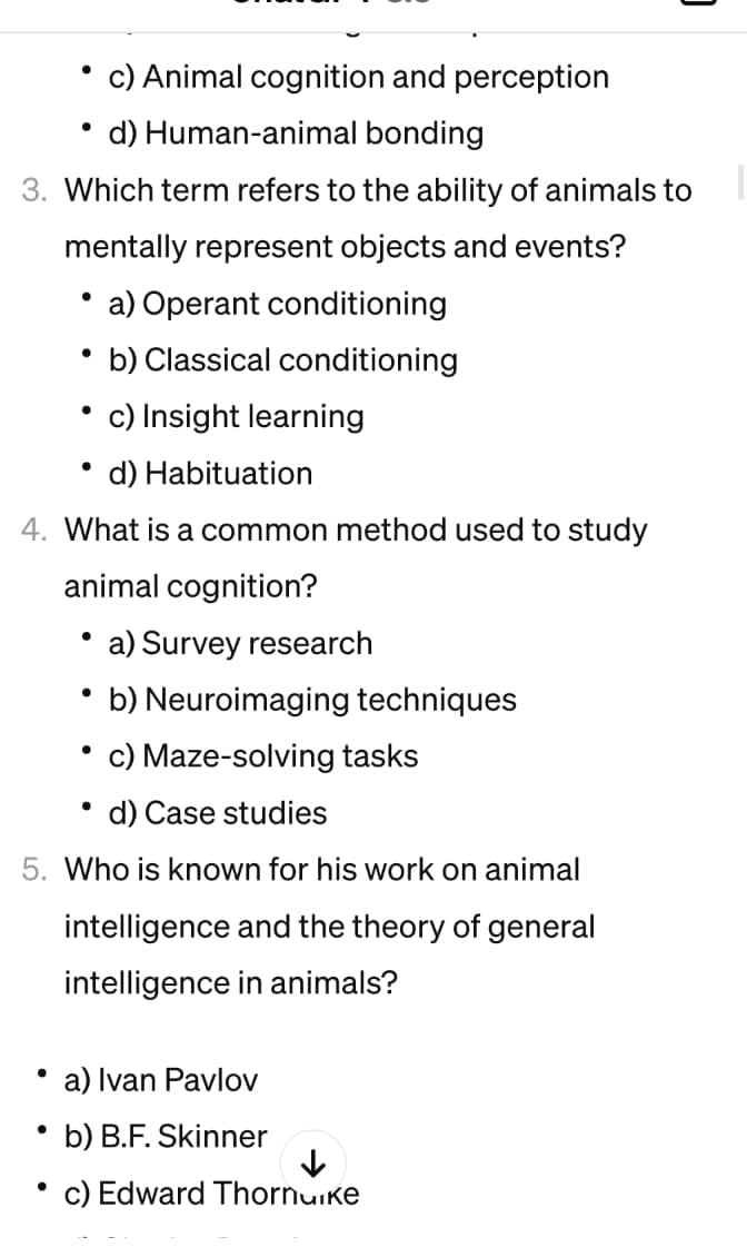 Solved c) ﻿Animal cognition and perceptiond) ﻿Human-animal | Chegg.com