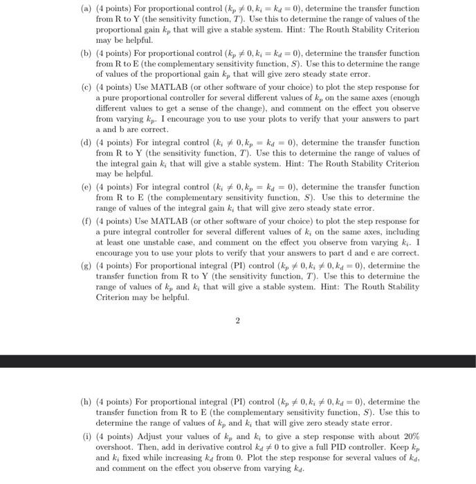 Solved 2. (36 points total) PID design problem. Consider the | Chegg.com