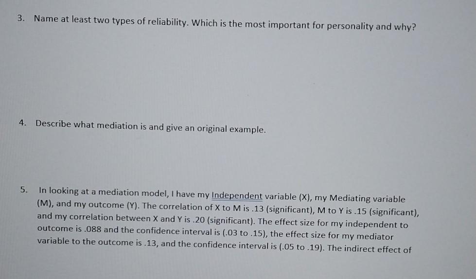 Solved 3. Name at least two types of reliability. Which is | Chegg.com