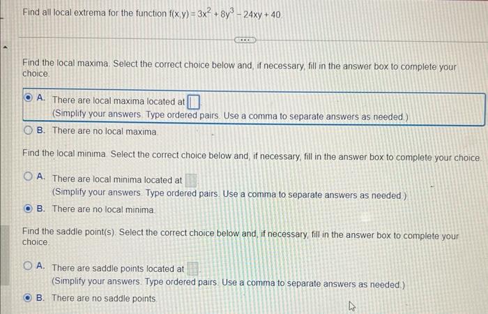 Solved Find all local extrema for the function | Chegg.com