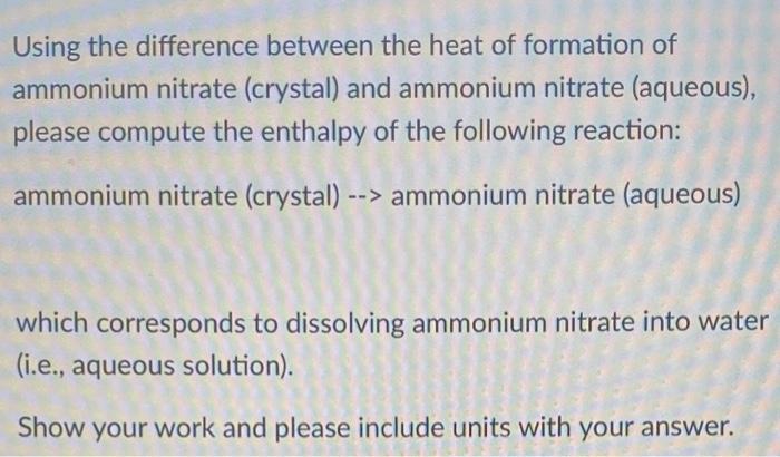 Solved Using the difference between the heat of formation of | Chegg.com