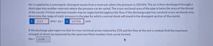 Air is supplied to a convergent-divergent nozzle from | Chegg.com