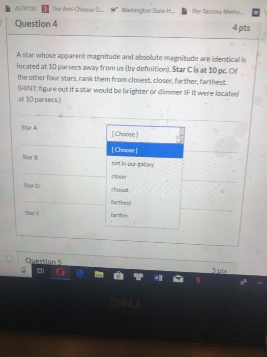 Solved Label Apparent Mag Absolute Mag m-M M Star A 6 -0.1 | Chegg.com