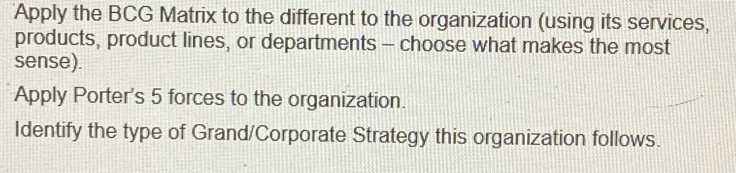 Solved Apply the BCG Matrix to the different to the Walmart | Chegg.com