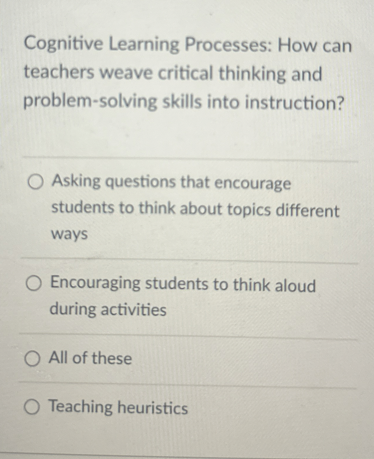 Solved Cognitive Learning Processes: How can teachers weave | Chegg.com