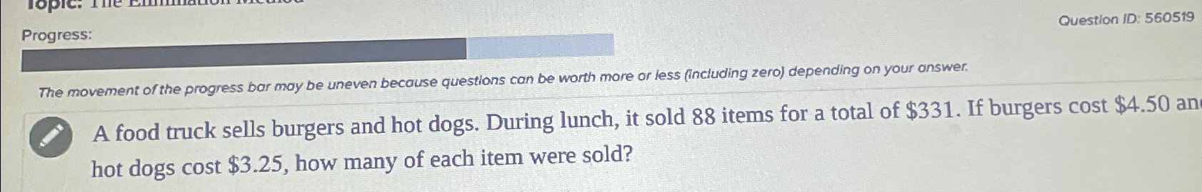 Solved Progress:Question ID: 560519The movement of the | Chegg.com