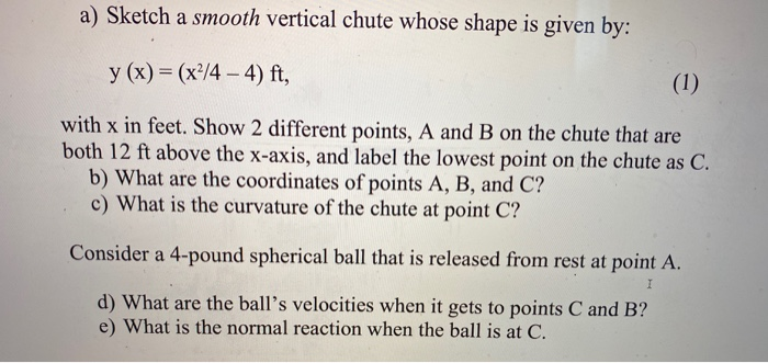 Solved a) Sketch a smooth vertical chute whose shape is | Chegg.com