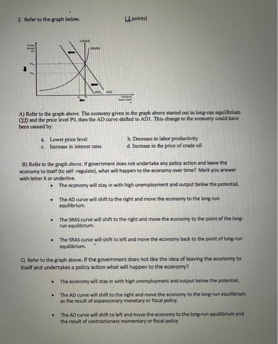 Solved 2. Refer to the graph below. (2 points) A) Refer to | Chegg.com