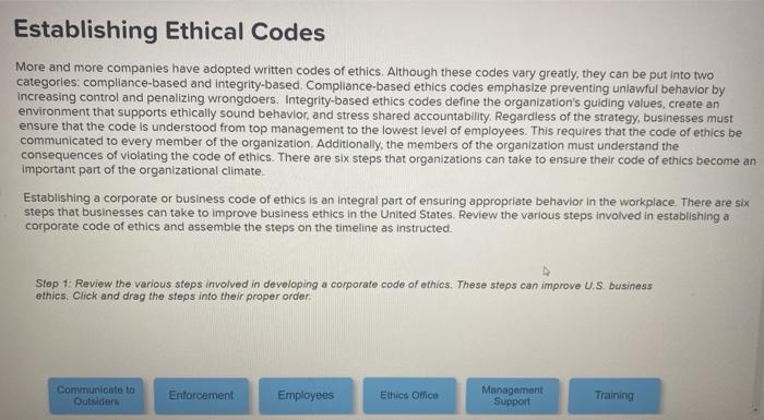Solved Establishing Ethical Codes More and more companies | Chegg.com
