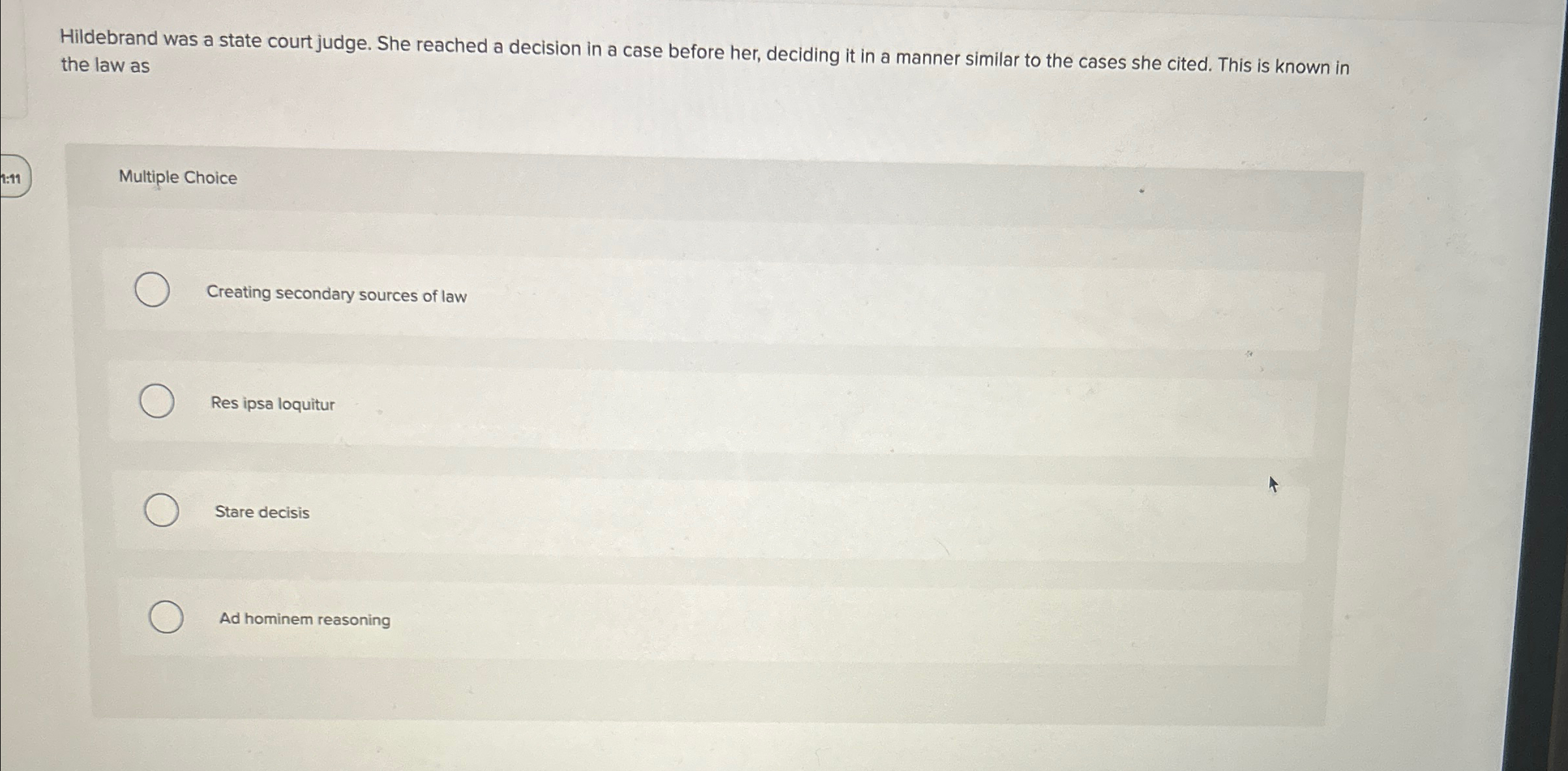 Solved Hildebrand was a state court judge. She reached a | Chegg.com