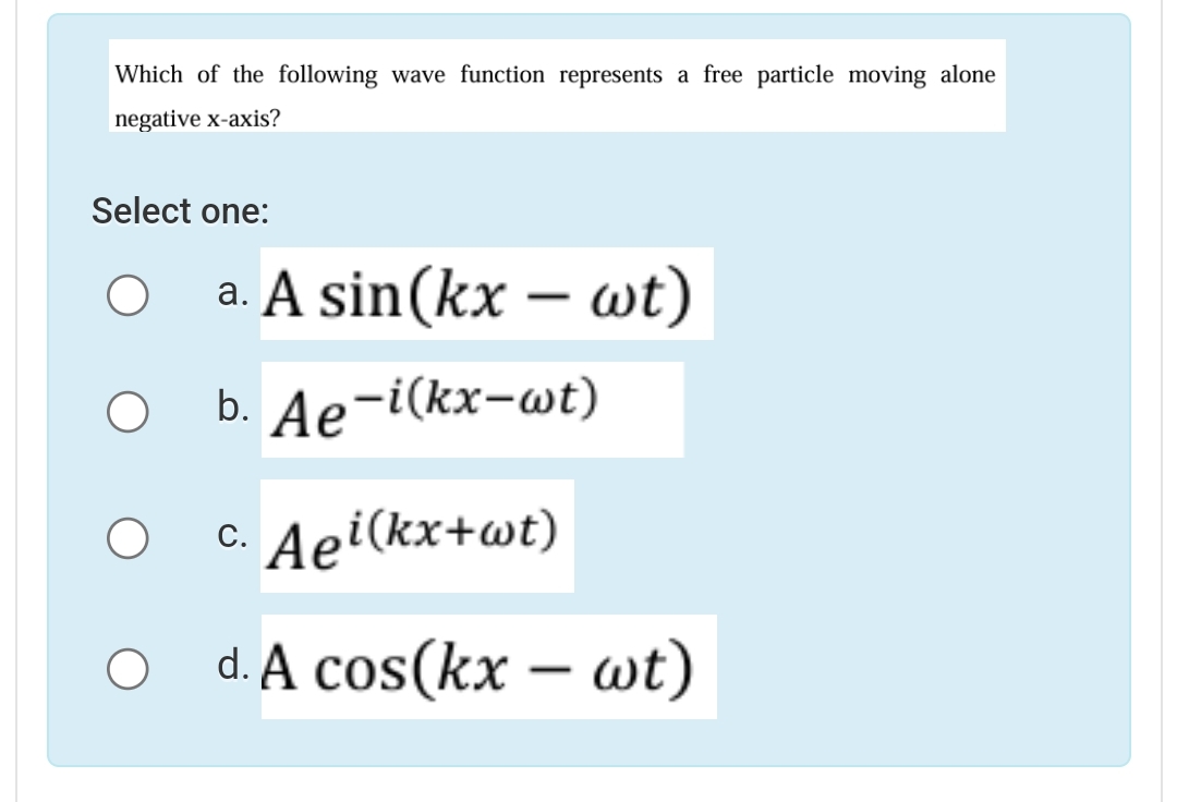 Solved Which of the following wave function represents a | Chegg.com