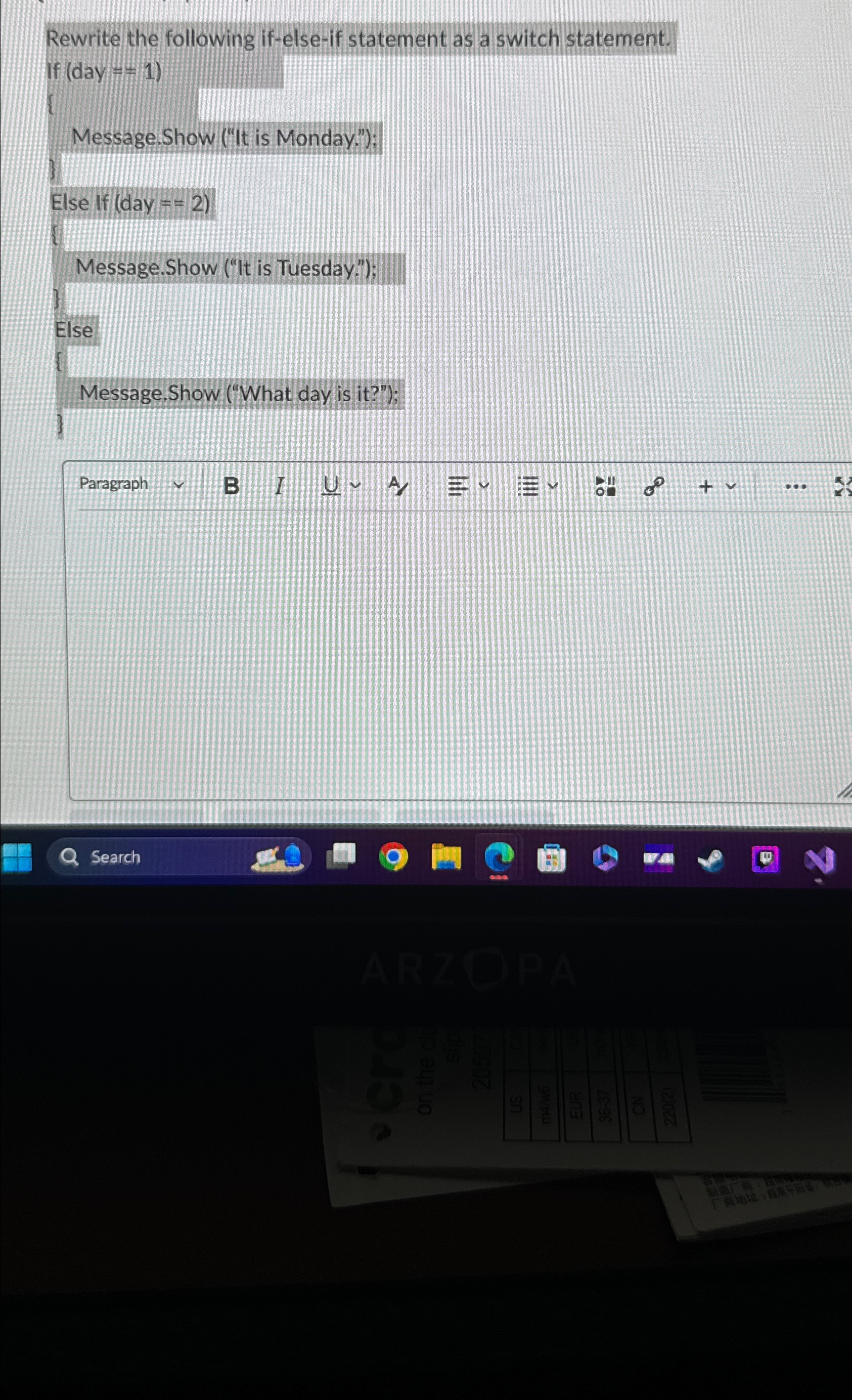 Solved Rewrite the following if-else-if statement as a | Chegg.com
