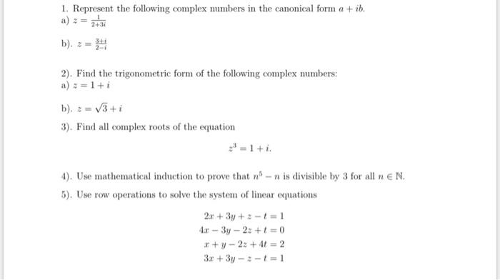 Solved 1. Represent the following complex numbers in the | Chegg.com