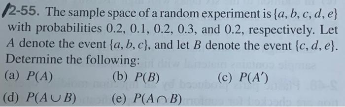 Solved 12-55. The sample space of a random experiment is {a, | Chegg.com