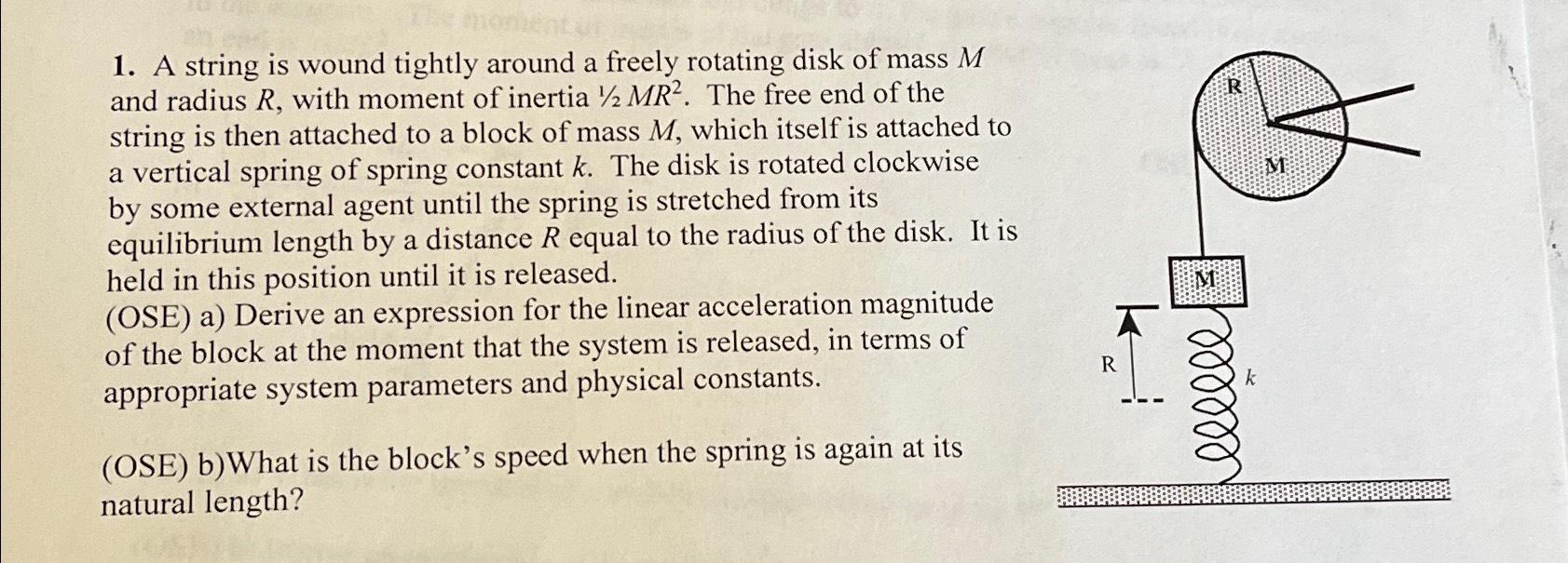 Solved A string is wound tightly around a freely rotating | Chegg.com