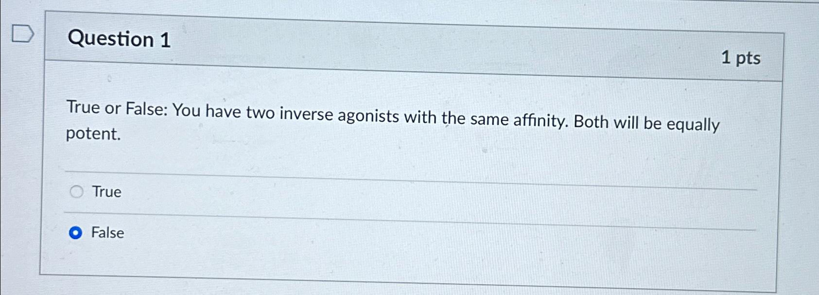 Solved Question 11ptsTrue or False: You have two inverse | Chegg.com
