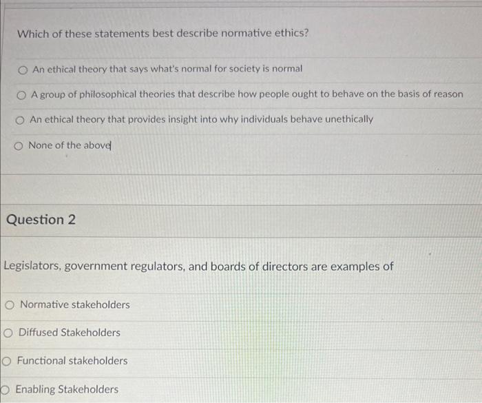 Solved Which of these statements best describe normative | Chegg.com