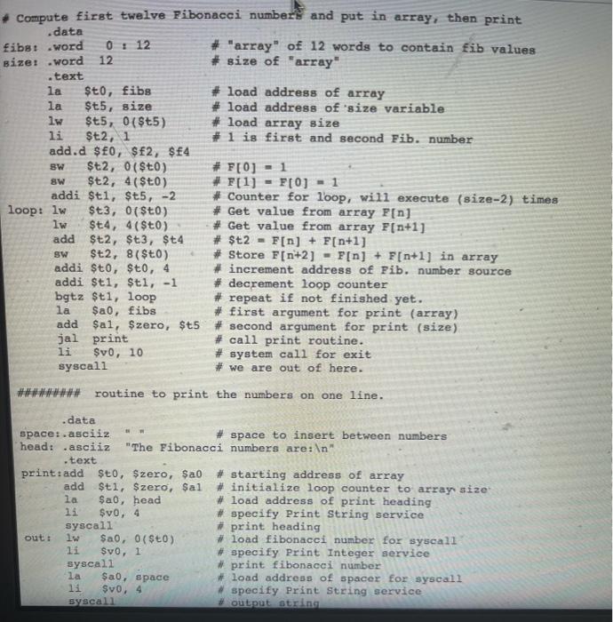 Solved Sw Compute First Twelve Fibonacci Numbers And Put In