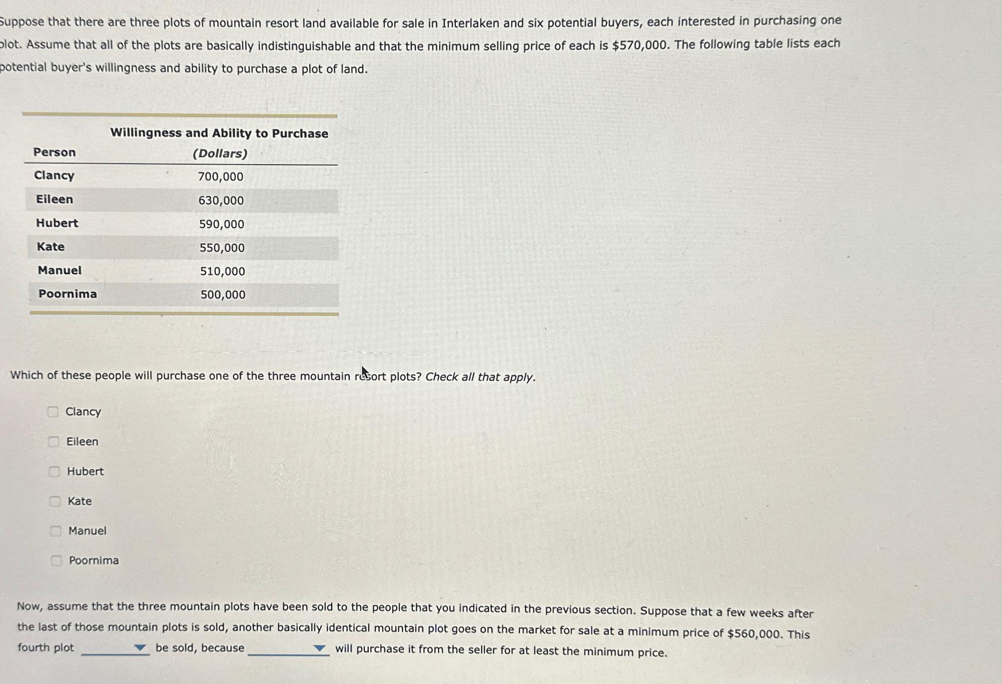 Solved Suppose that there are three plots of mountain resort | Chegg.com