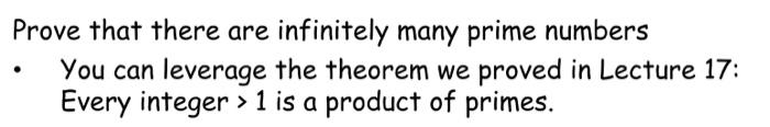 Solved Prove that there are infinitely many prime numbers | Chegg.com