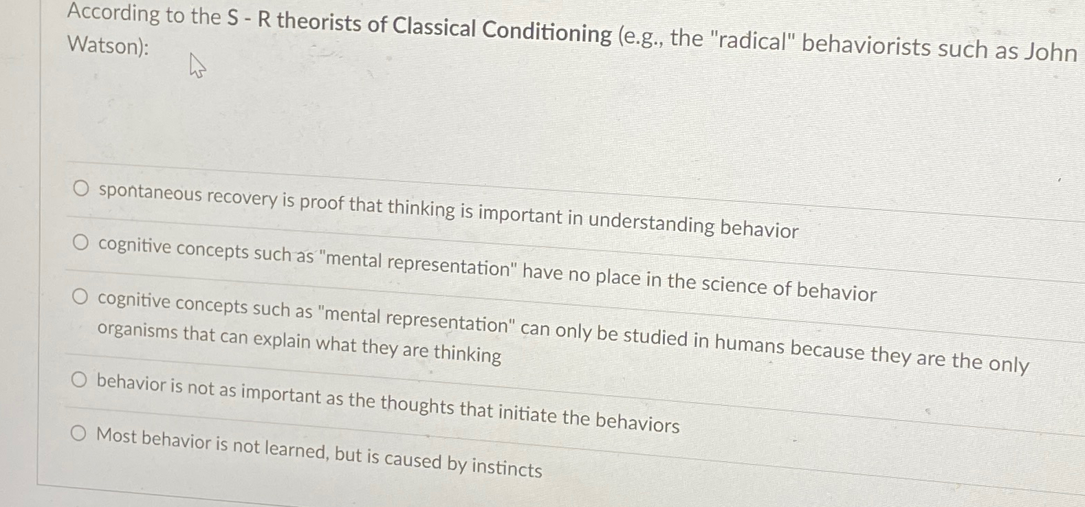 Solved According to the S-R ﻿theorists of Classical | Chegg.com