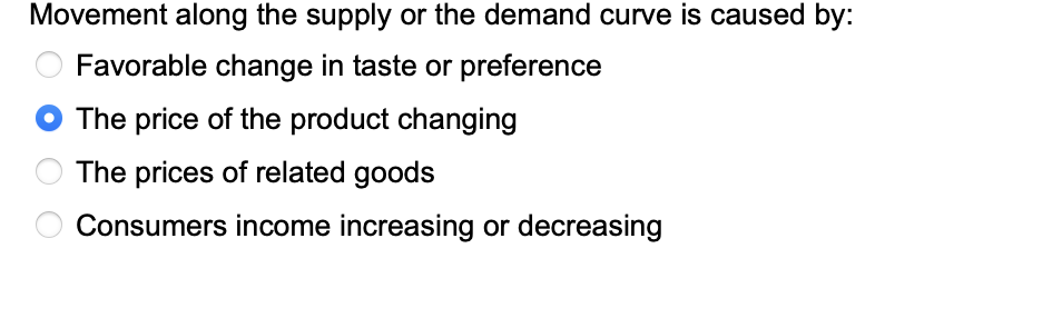 Solved Movement along the supply or the demand curve is | Chegg.com