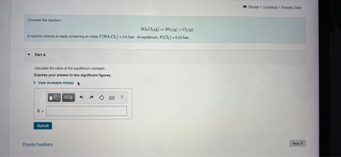 Solved MH Constants Periodic Table Consider the reaction | Chegg.com