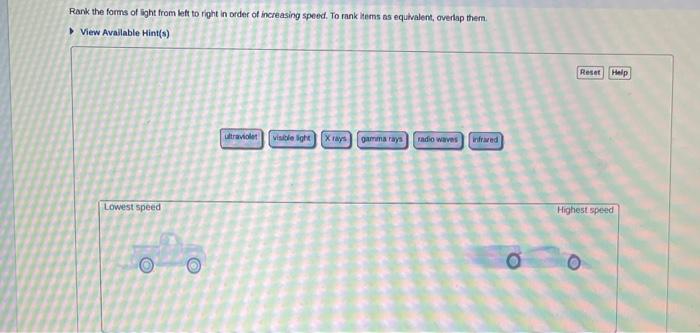 Solved Rank the forms of light from left to right in order | Chegg.com