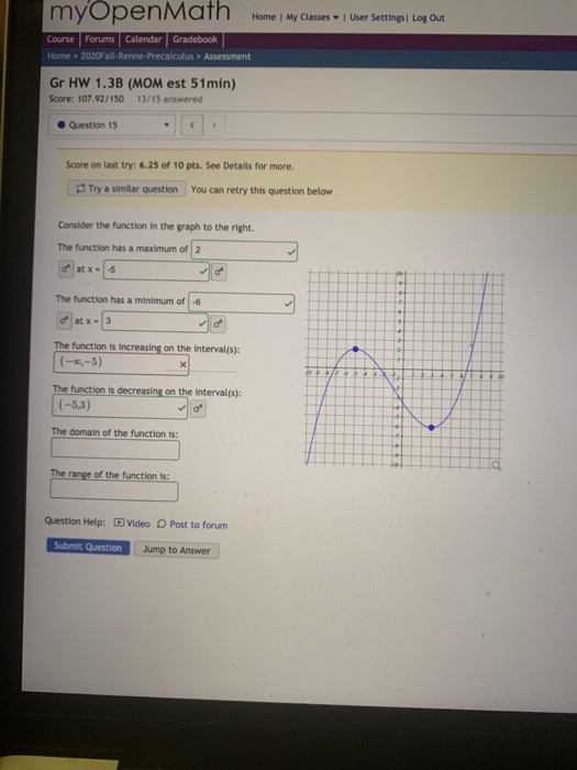 Solved myOpenMath Home My Classes User Settings Log Out | Chegg.com
