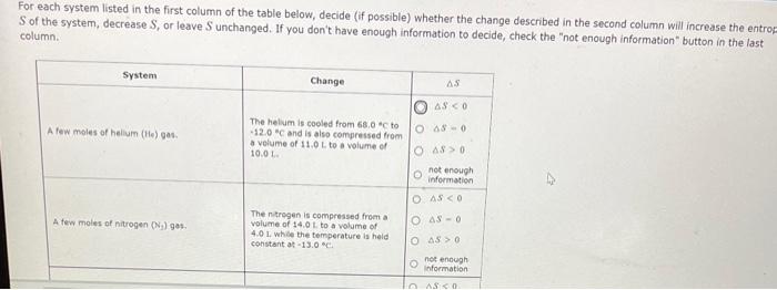 Solved For each system listed in the first column of the | Chegg.com