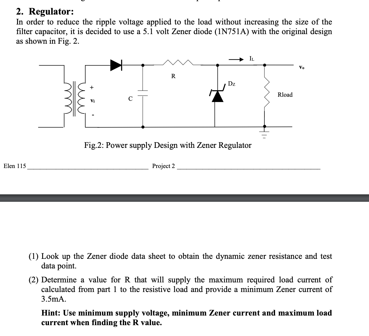 Solved Regulator:In order to reduce the ripple voltage | Chegg.com