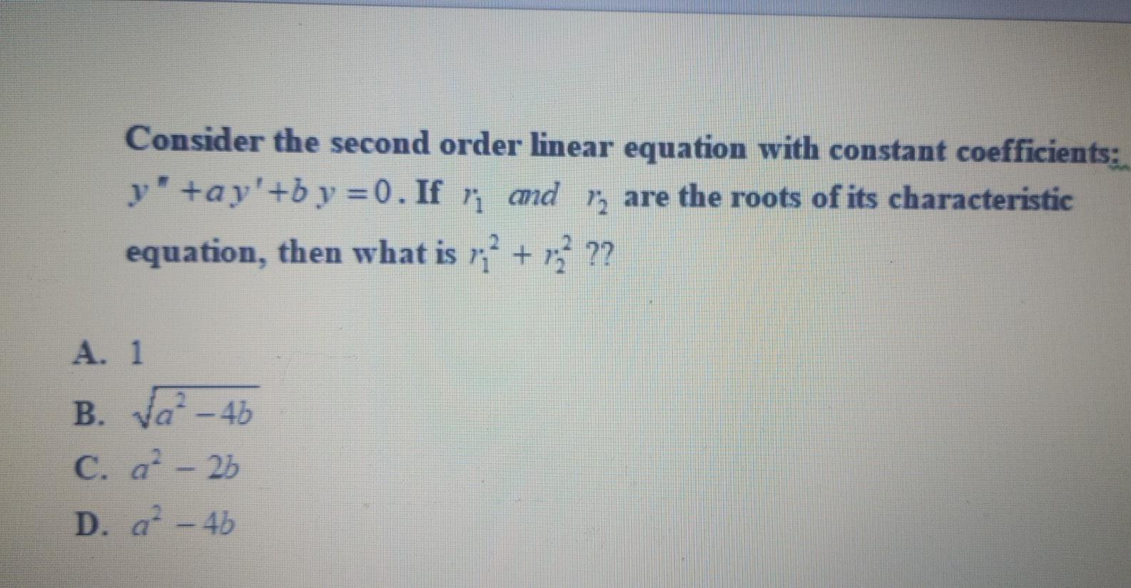 Solved Consider the second order linear equation with | Chegg.com