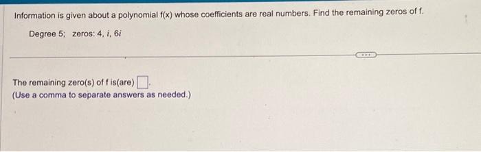 Solved Information is given about a polynomial f(x) whose | Chegg.com