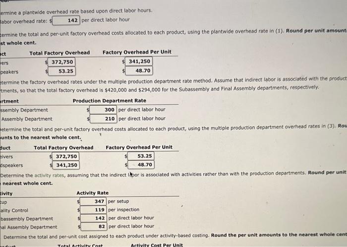 Solved Allocate Overhead Using A Single Plantwide Rate
