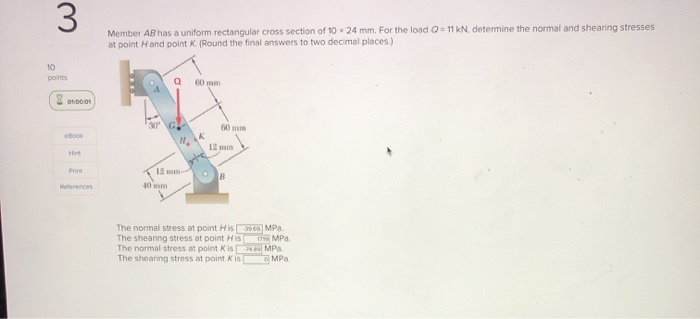 Solved Member AB has a uniform rectangular cross section of | Chegg.com